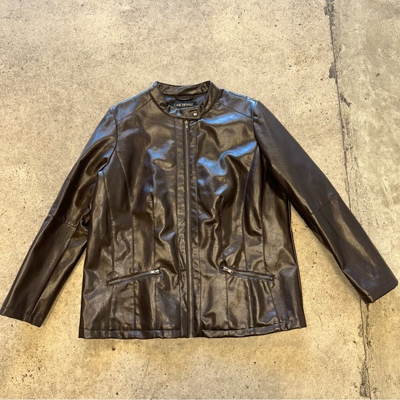 Lane Bryant | Jackets & Coats | Lane Bryant Brown Faux Leather Jacket ...